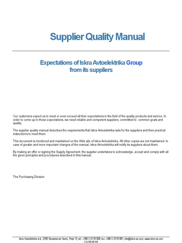 000 Supplier Quality Manual | PDF