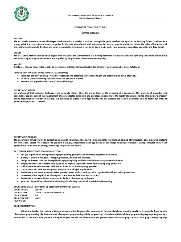 Computer Programming 1 Ched Format | Download Free PDF | Computer ...