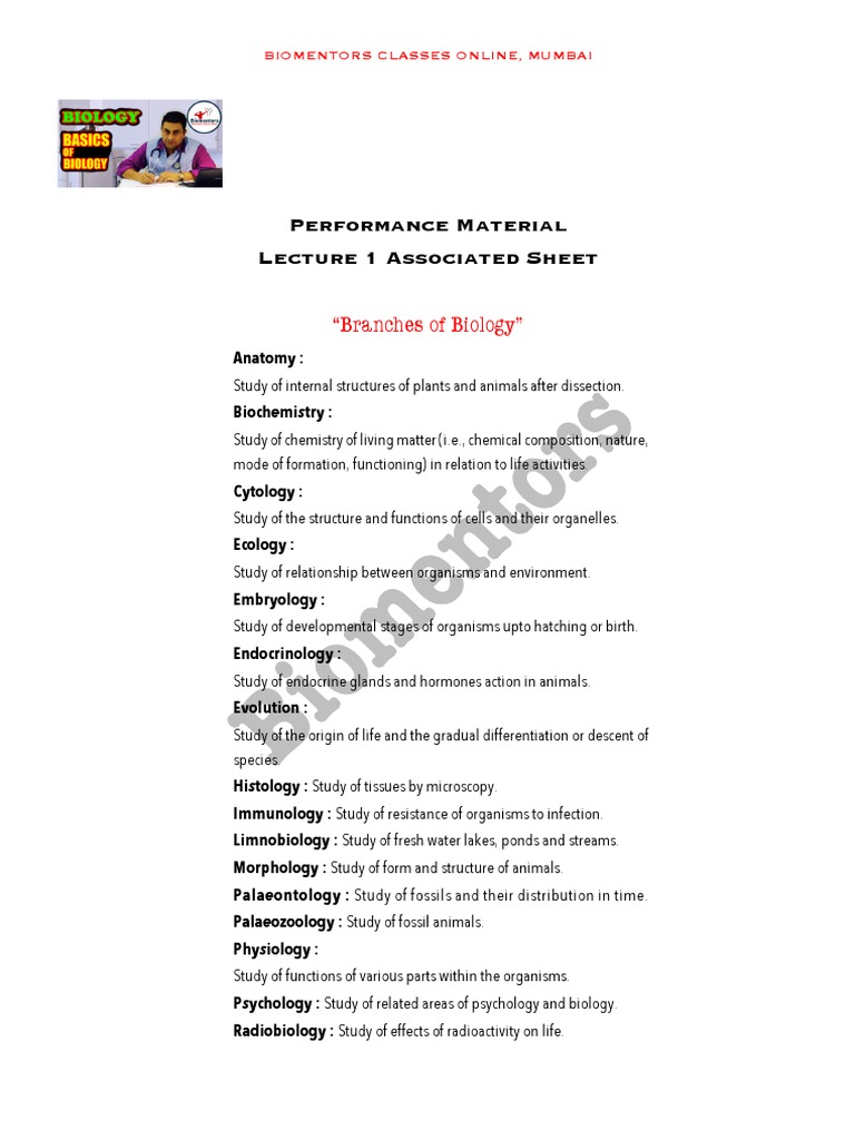 Performance Enhancement Biology Basics Part 1 | PDF | Biology | Life