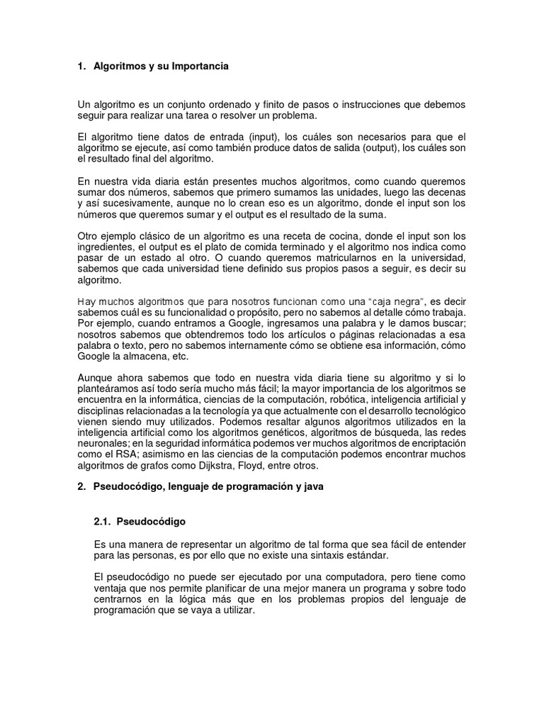 Algoritmos - Semana1 | PDF | Java (lenguaje de programación) | Algoritmos