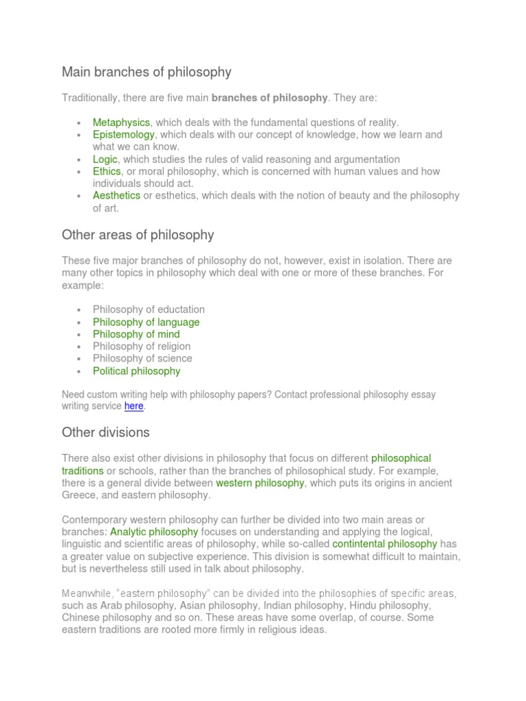 Main Branches of Philosophy Explained | PDF