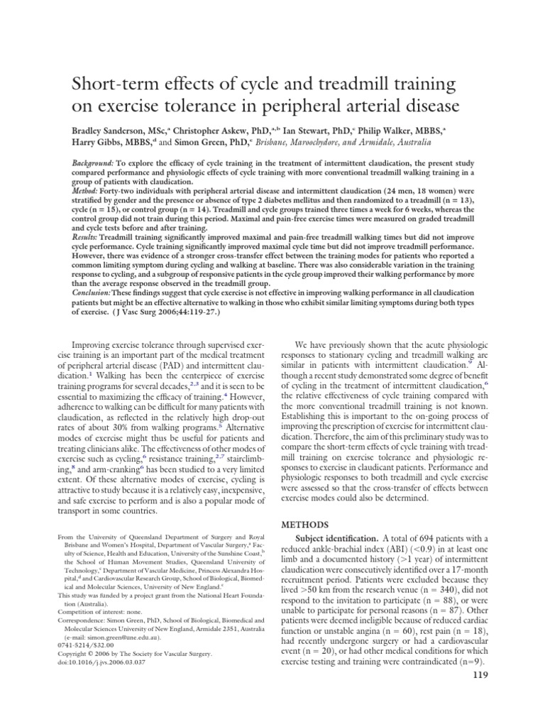 Short-Term Effects of Cycle and Treadmill Training On Exercise ...