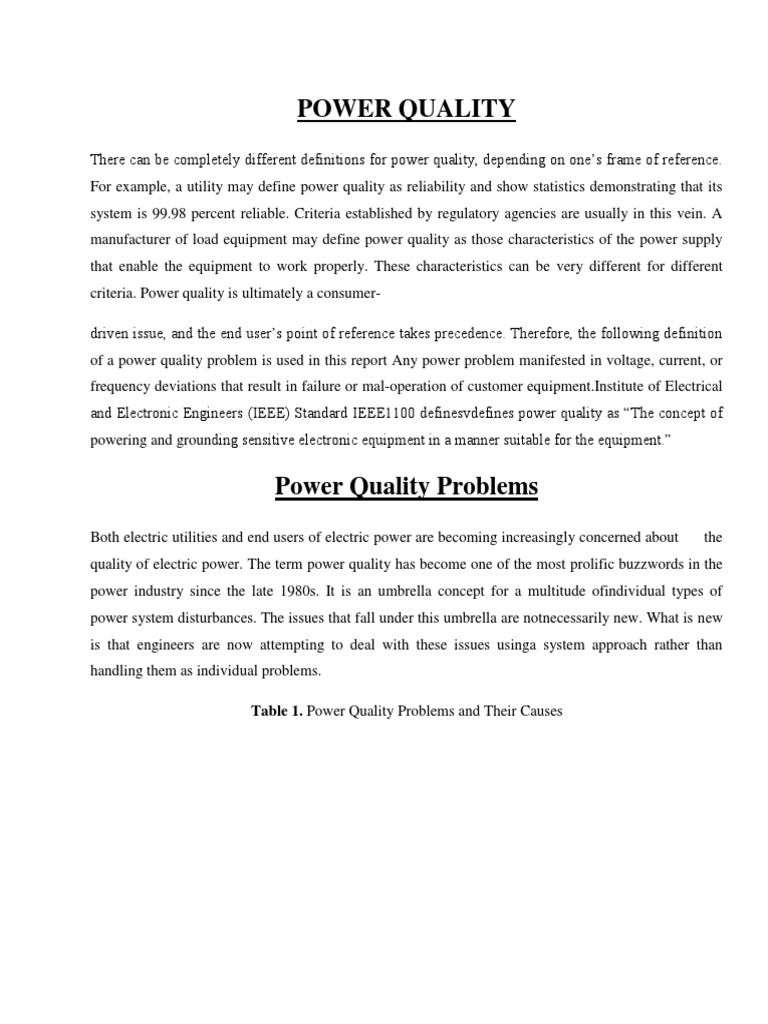 Table 1. Power Quality Problems and Their Causes | PDF | Power Inverter ...