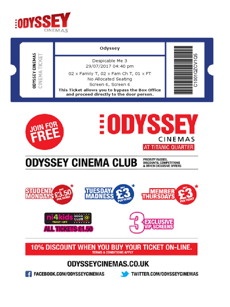 The Odyssey Movie Ticket Details | PDF