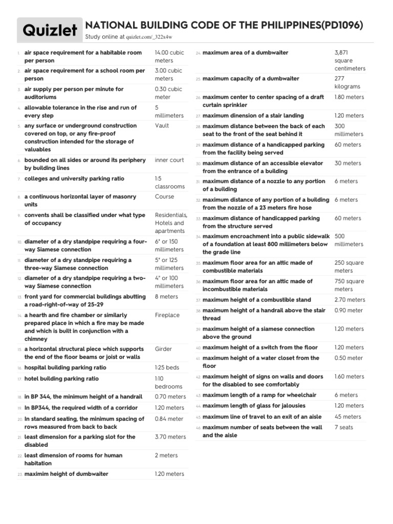 National Building Code of The Philippines (Pd1096) | PDF | Aisle | Stairs