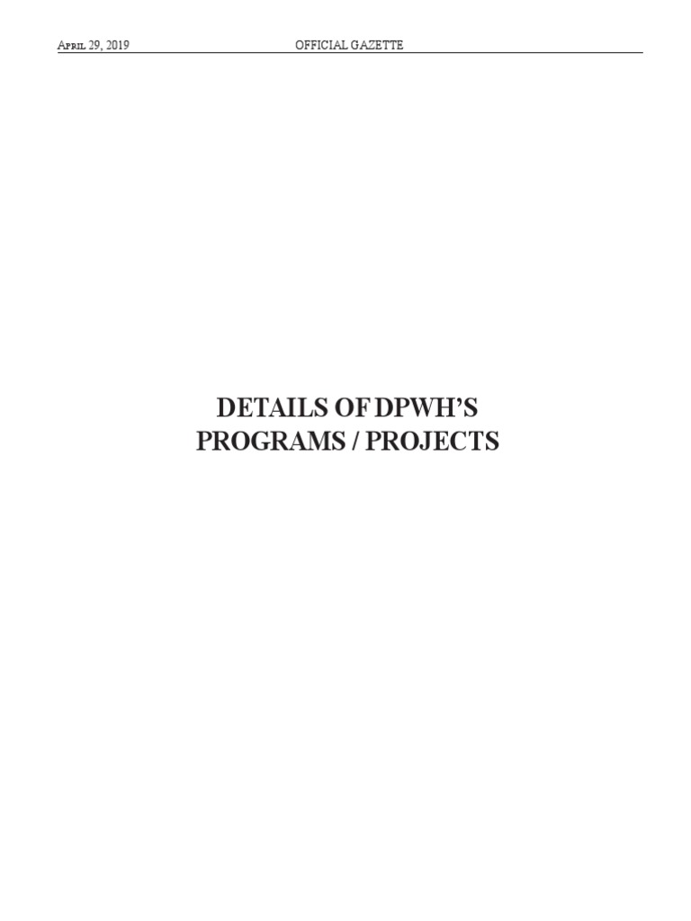 DPWH Programs Projects | PDF