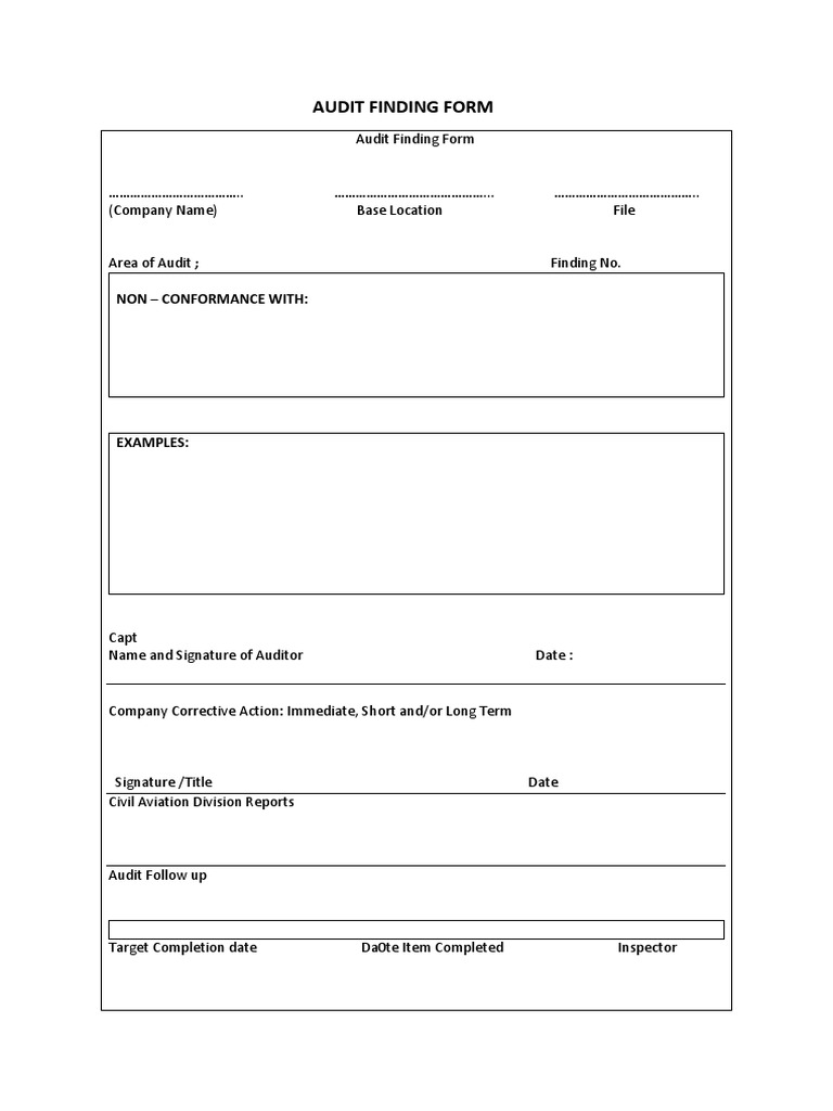 Audit Finding Form Template | PDF