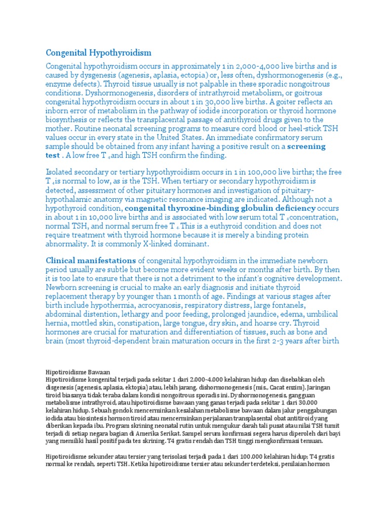 Congenital Hypothyroidism Overview | PDF | Hypothyroidism | Thyroid ...
