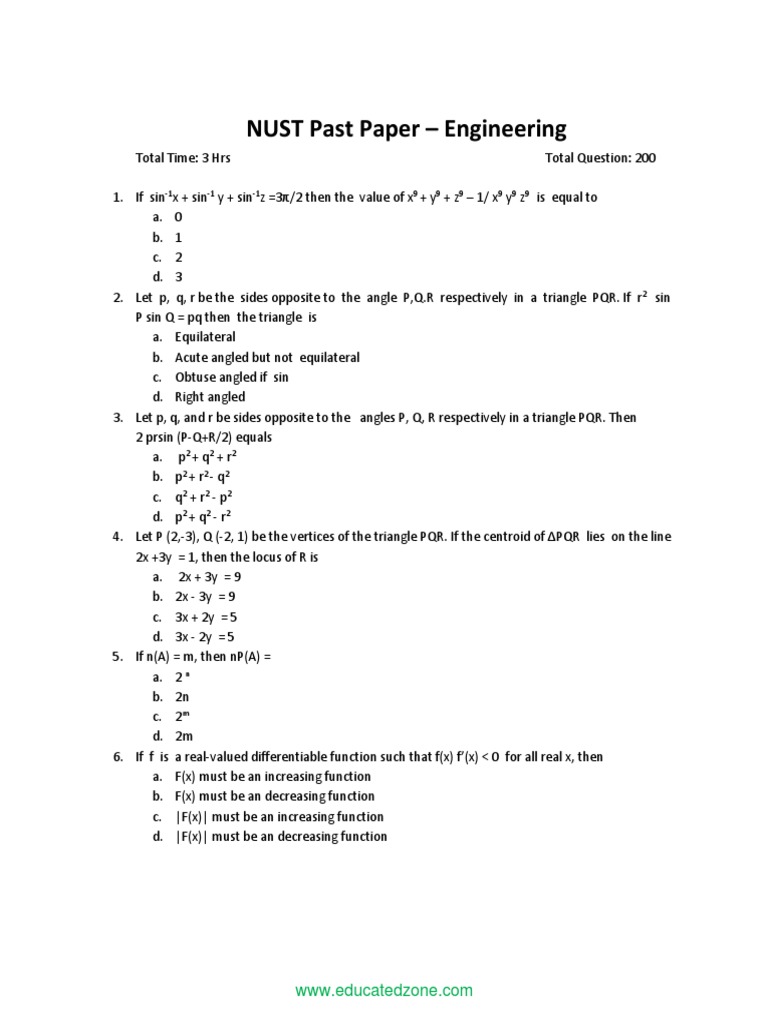 Nust Past Paper | PDF | Rotation Around A Fixed Axis | Wavelength