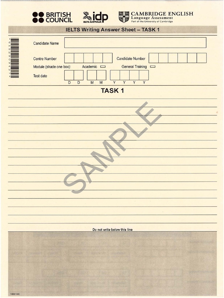 General Writing Answer Sheet Task 1 PDF | PDF