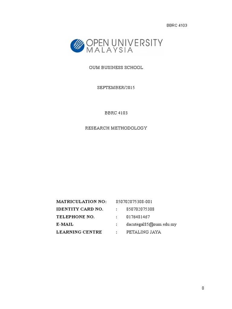 BBRC 4103 Research Methodology | PDF | Literacy | Data