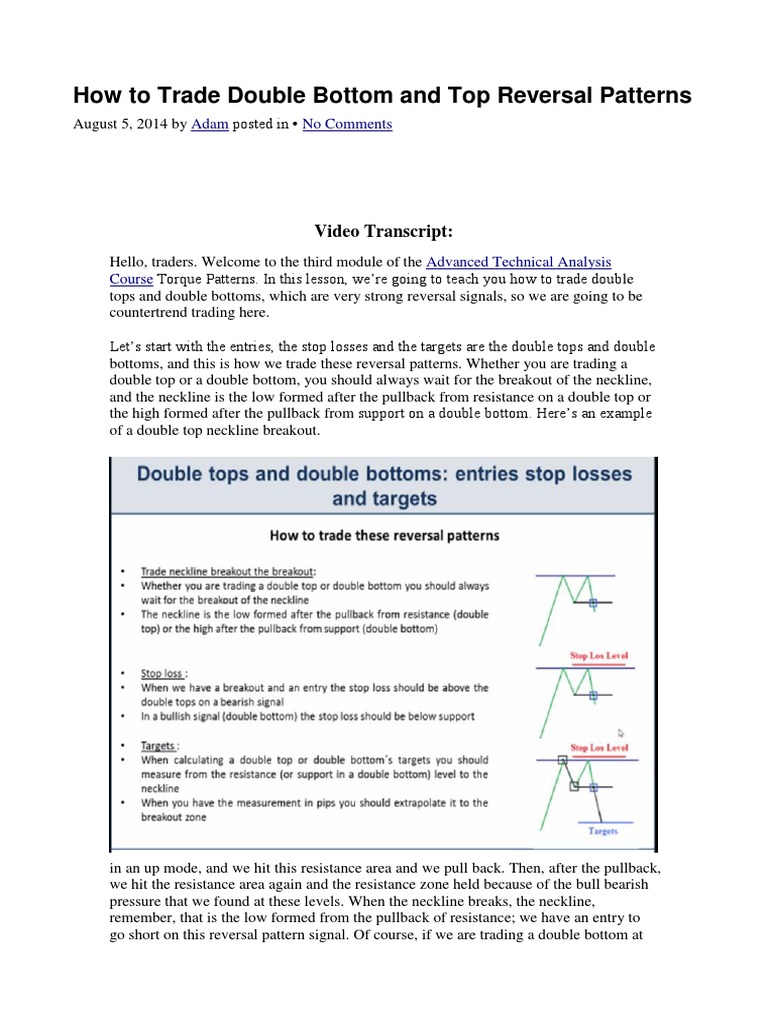 Trading Double Tops and Bottoms Guide | PDF | Day Trading | Financial ...