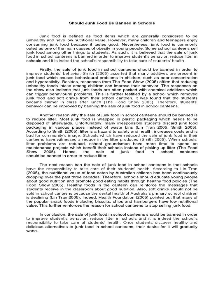 Argumentative Essay | PDF | Junk Food | Foods