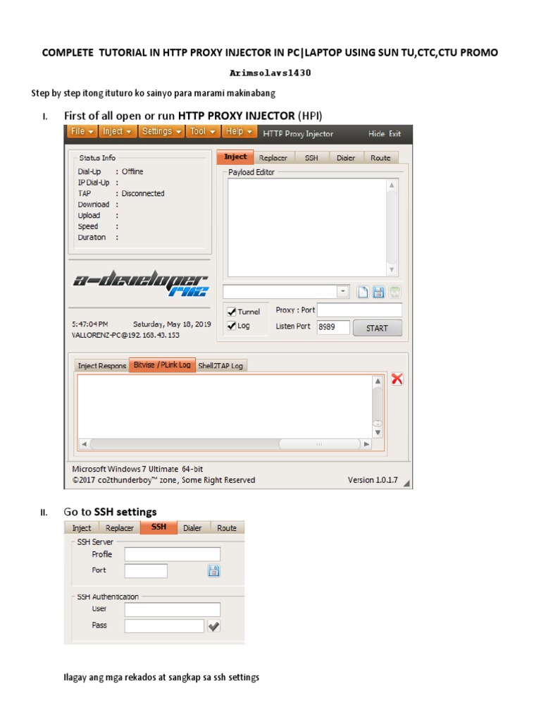 Complete Tutorial in HTTP Proxy Injector in PC Using Sun Tu, CTC, Ctu ...