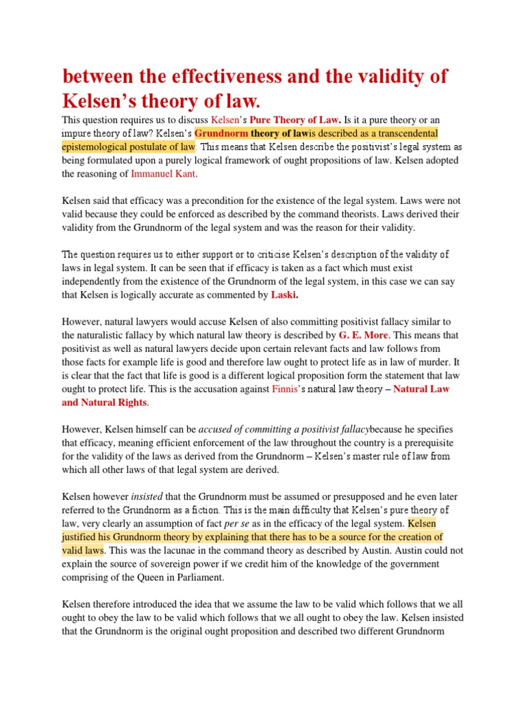 Between The Effectiveness and The Validity of Kelsen's Theory of Law ...