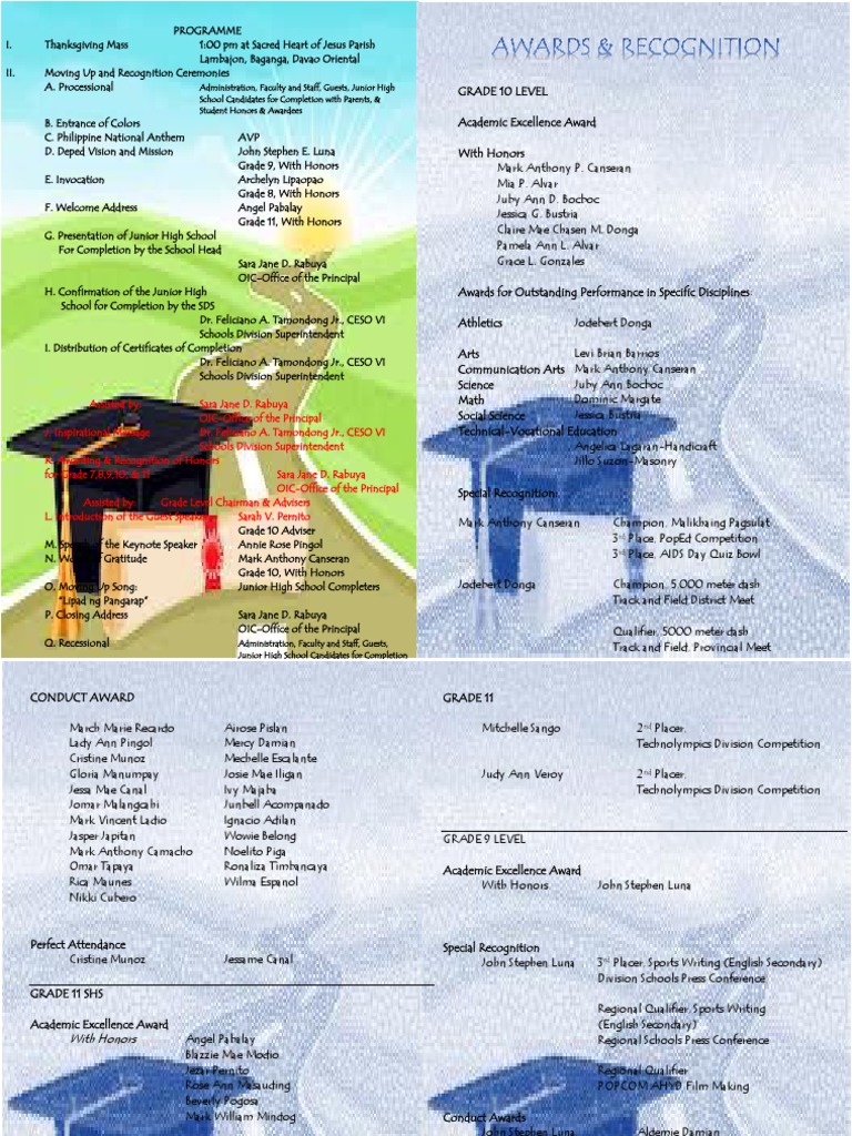Moving Up Ceremony Program | PDF | Behavior Modification | Learning