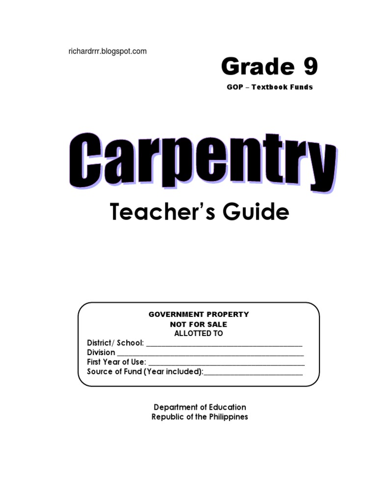Carpentry Ncii TG g9 | PDF | Rubric (Academic) | Carpentry