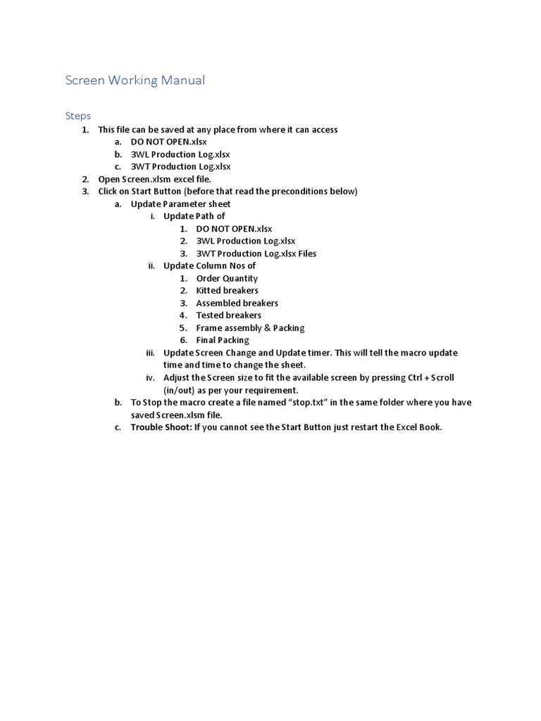 Screen Working Manual: Steps | PDF | Computers