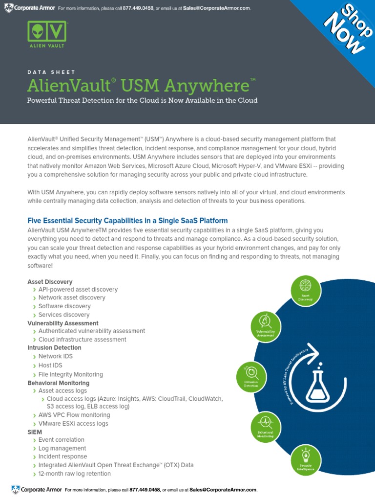 AlienVault USM Anywhere Datasheet | PDF | Cloud Computing | Microsoft Azure