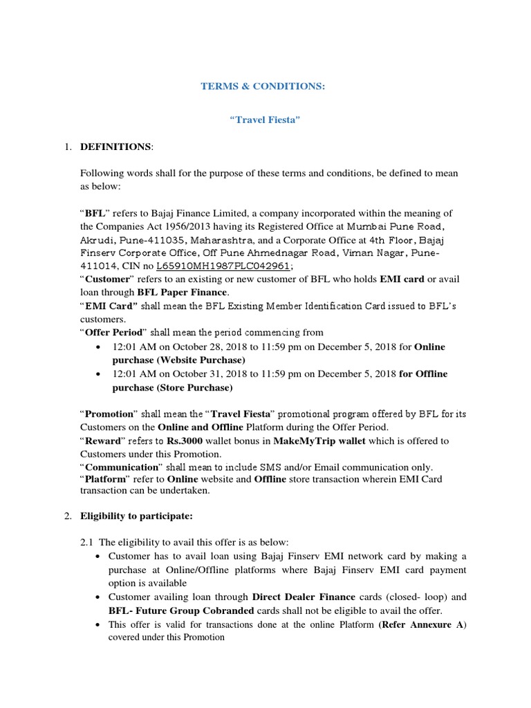 Travel Fiesta Offline Online Promo TNC | PDF | Coupon | Credit Card