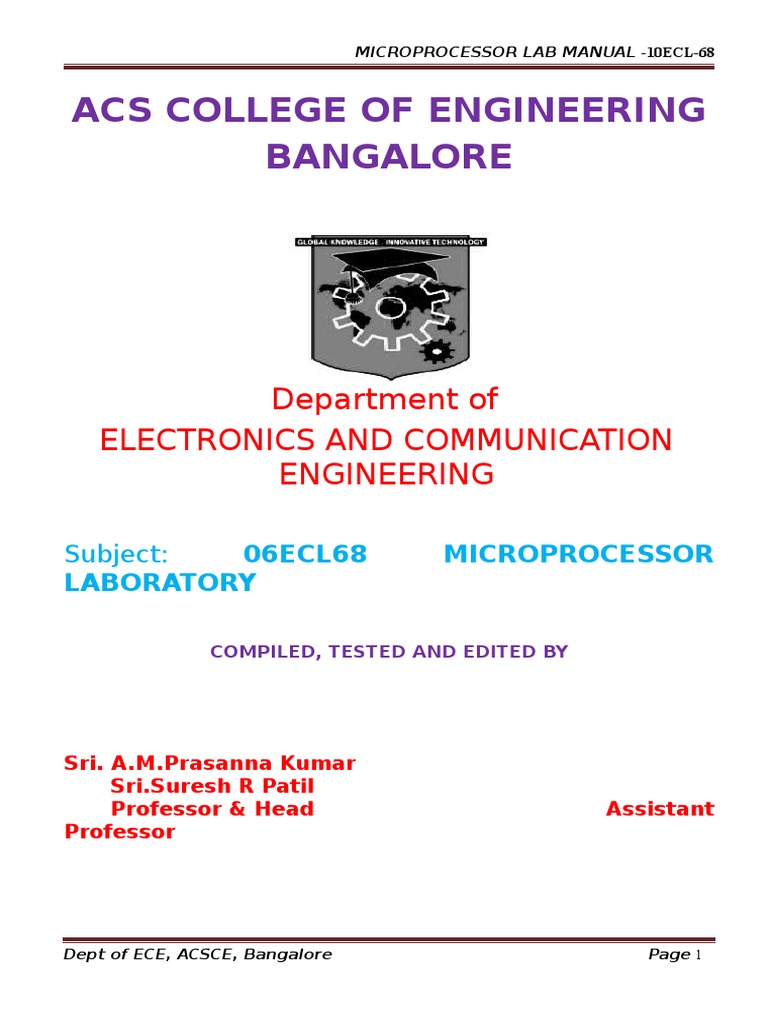Microprocessor Lab Manual | PDF | Integrated Circuit | Electronic ...