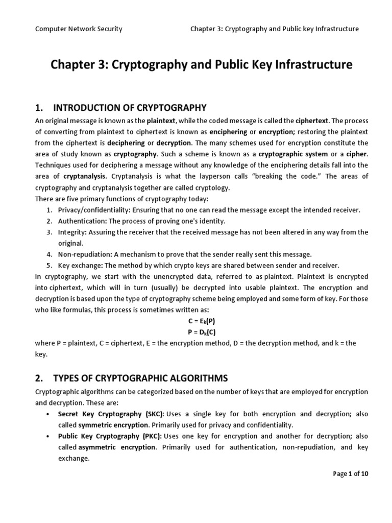 Ch3 Cryptography and Public Key Infrastructure | PDF | Cryptography | Public Key Cryptography