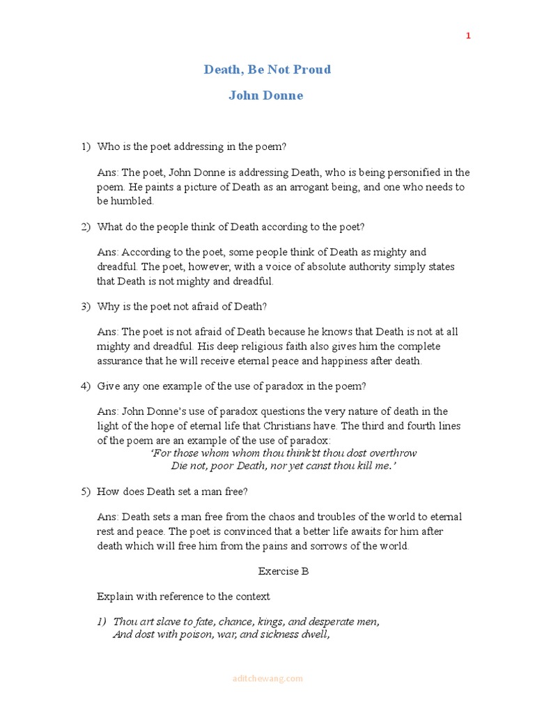 Death Be Not Proud | PDF | Poetry