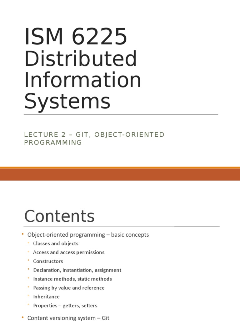 Distributed Information Systems: Lecture 2 - Git, Object-Oriented ...