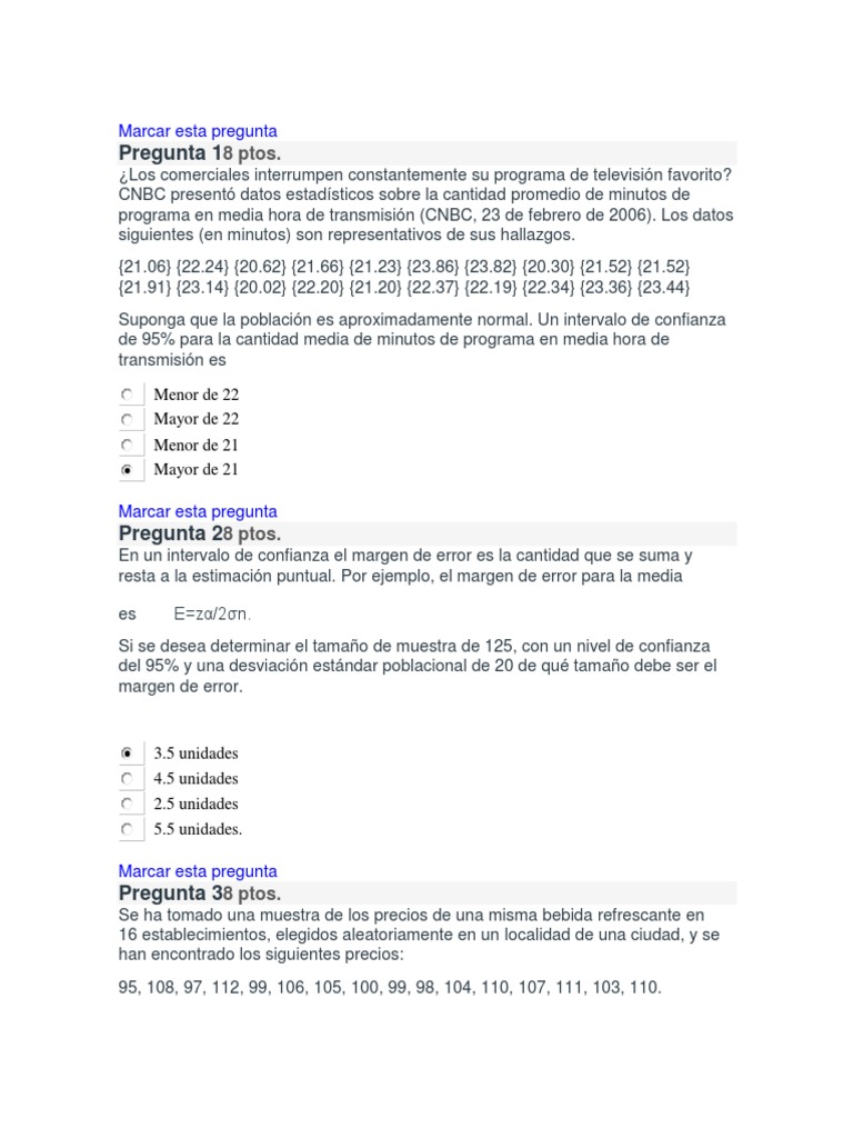 Examen Estadistica 1 Politecnico | PDF | Media | Muestreo (Estadísticas)