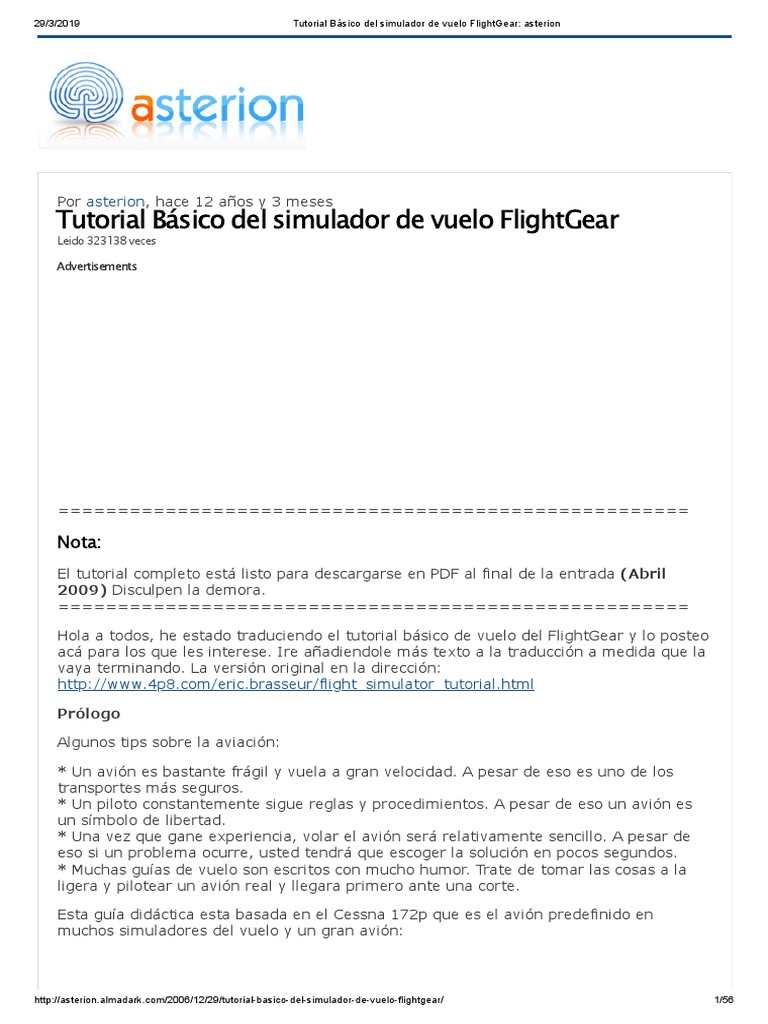 Tutorial Básico Del Simulador de Vuelo FlightGear - Asterion | PDF ...