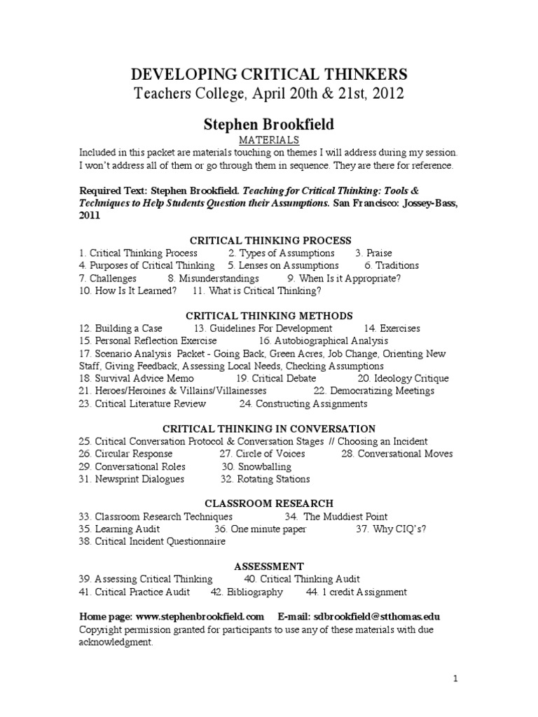 Developing Critical Thinkers PDF | PDF | Critical Thinking | Reason