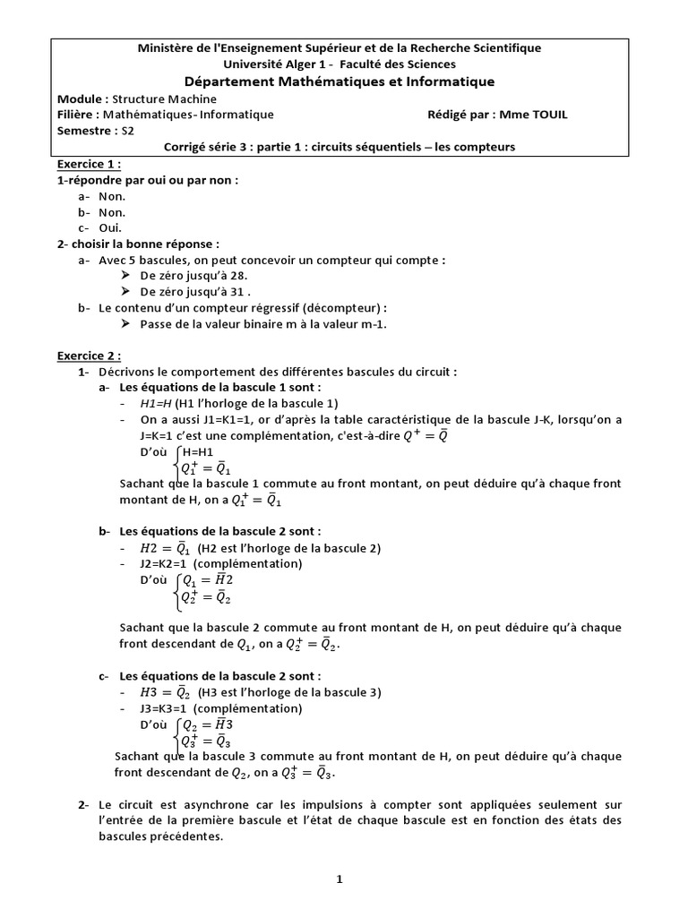 Corrigé Seri3 Compteurs | PDF | Électronique numérique | Circuit électronique