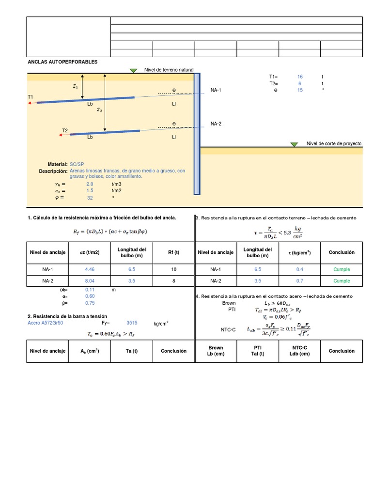 Formato para Diseño de Anclajes | PDF | Materiales | Ingeniería de ...