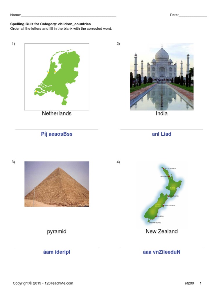 Children Countries-Kids Spelling Fix | PDF | Leisure