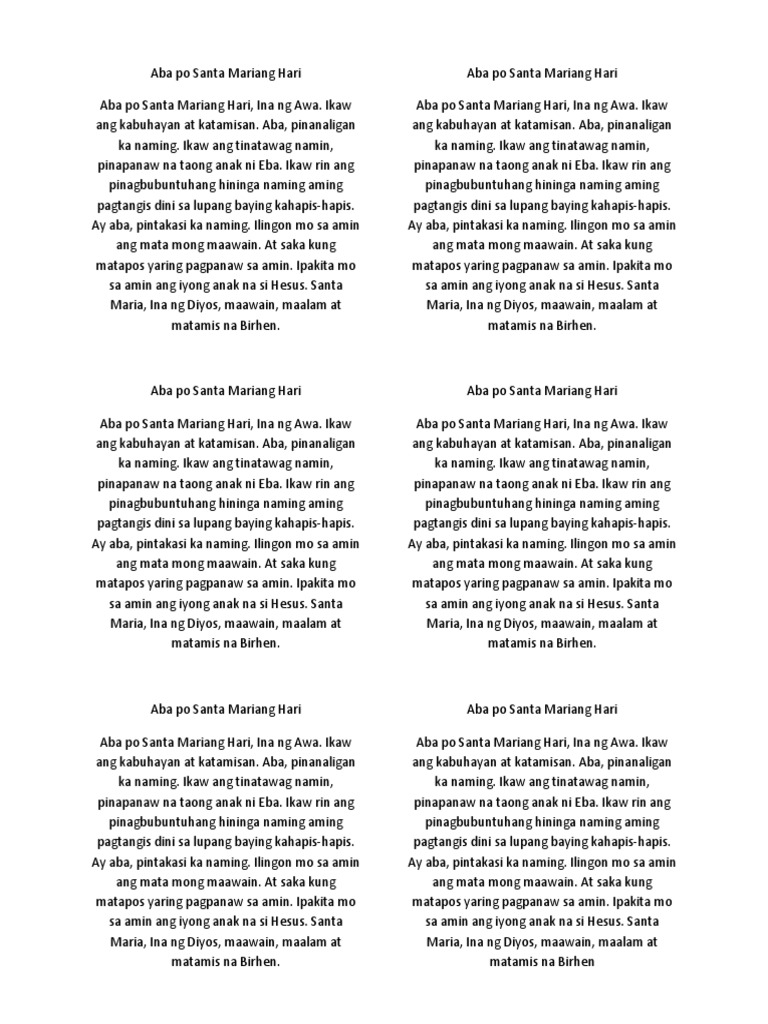 Aba Po Santa Mariang Hari | PDF