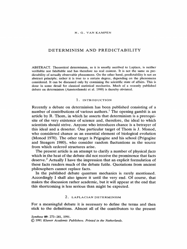 Determinism Vankampen1991 | PDF | Determinism | Statistical Mechanics
