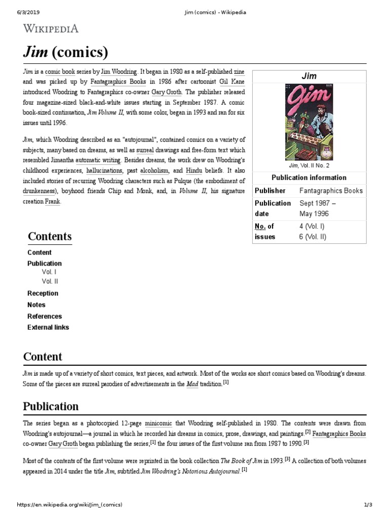 Jim (Comics) : Jim Is A Comic Book Series by Jim Woodring. It Began in ...