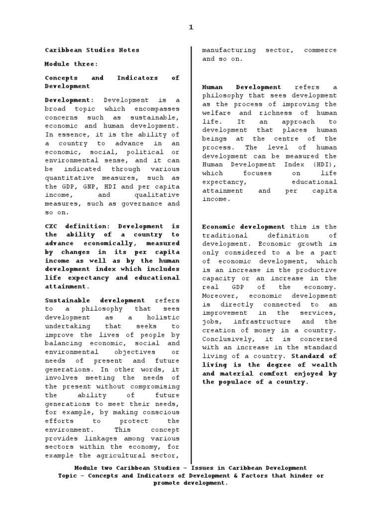 Caribbean Development Concepts & Challenges | PDF | Economic ...