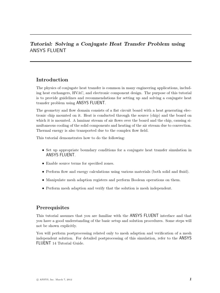 Tutorial: Solving A Conjugate Heat Transfer Problem Using Ansys Fluent | Download Free PDF ...