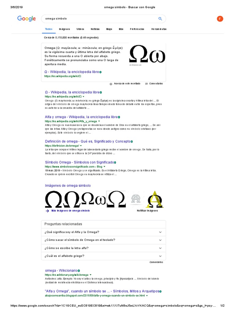 Omega Simbolo - Buscar Con Google | PDF | Alfabeto griego | Ortografía