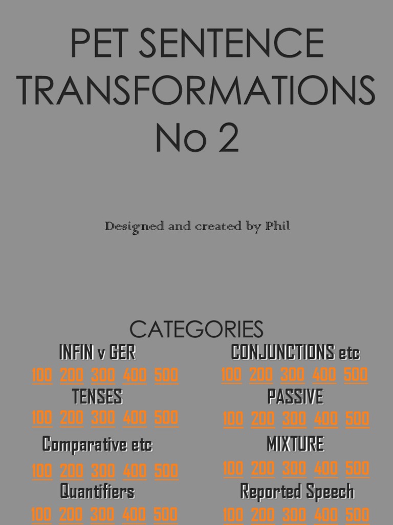 Pet Sentence Trans 2 | PDF | Textbook