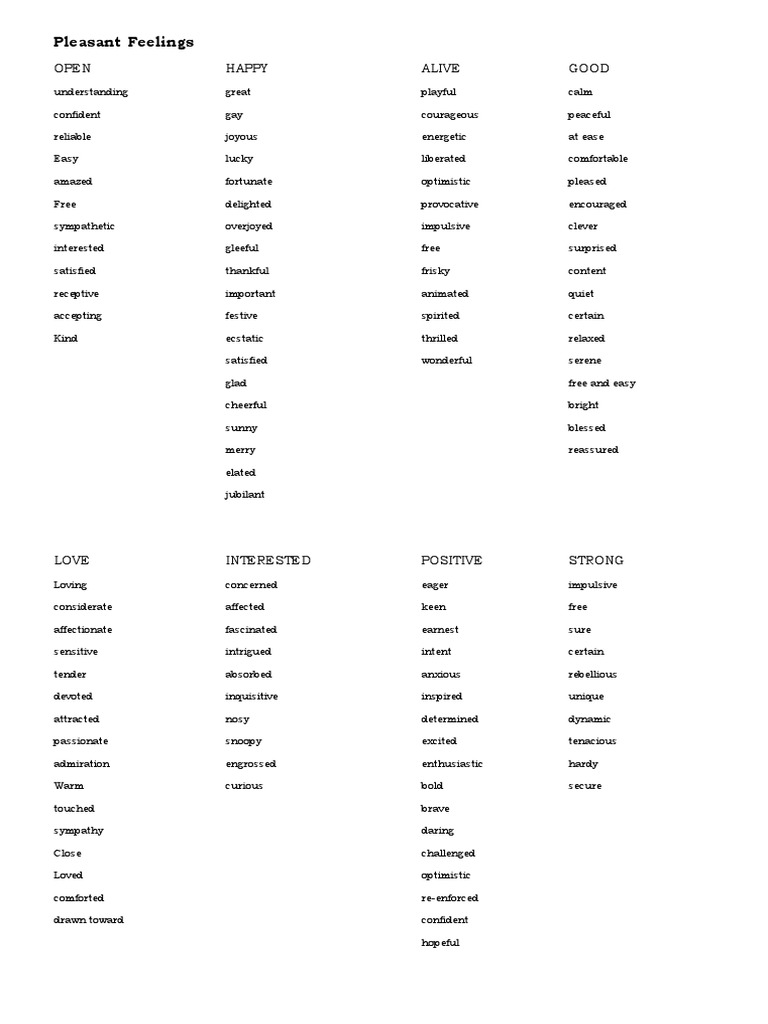 Emotions List | PDF | Subjective Experience | Emotions