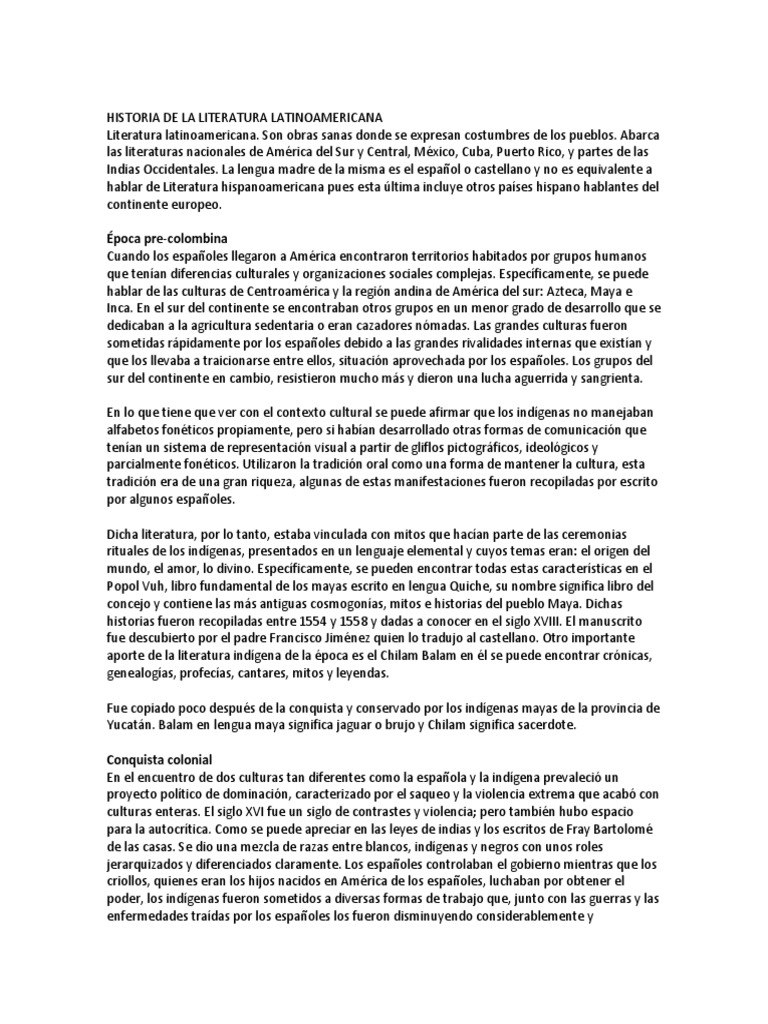 3 Historia de La Literatura Latinoamericana | PDF | America latina ...