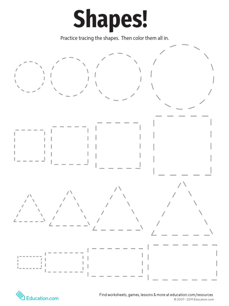 Practice Tracing The Shapes. Then Color Them All in | PDF | Career ...