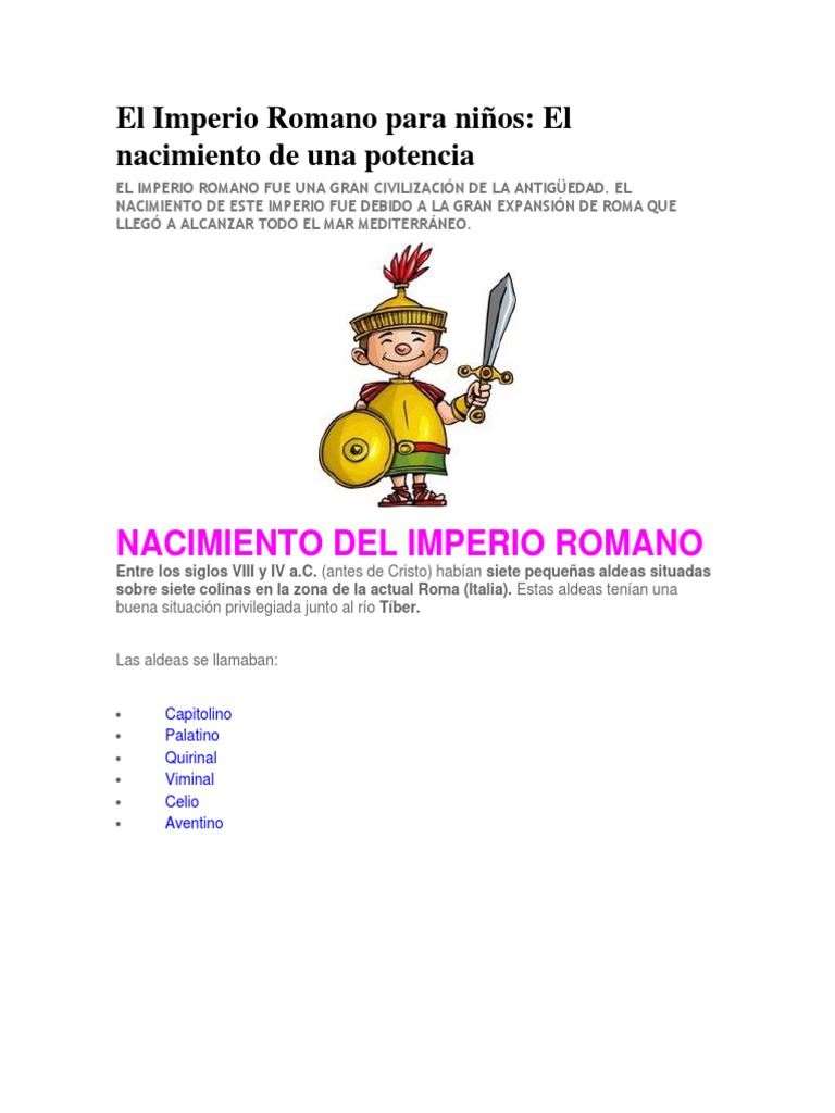 El Imperio Romano para Niños | PDF | Civilización Etrusca | imperio Romano
