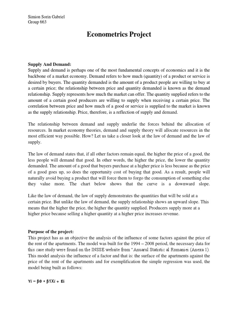 Econometrics Project: Supply and Demand | PDF | Supply And Demand | Errors And Residuals
