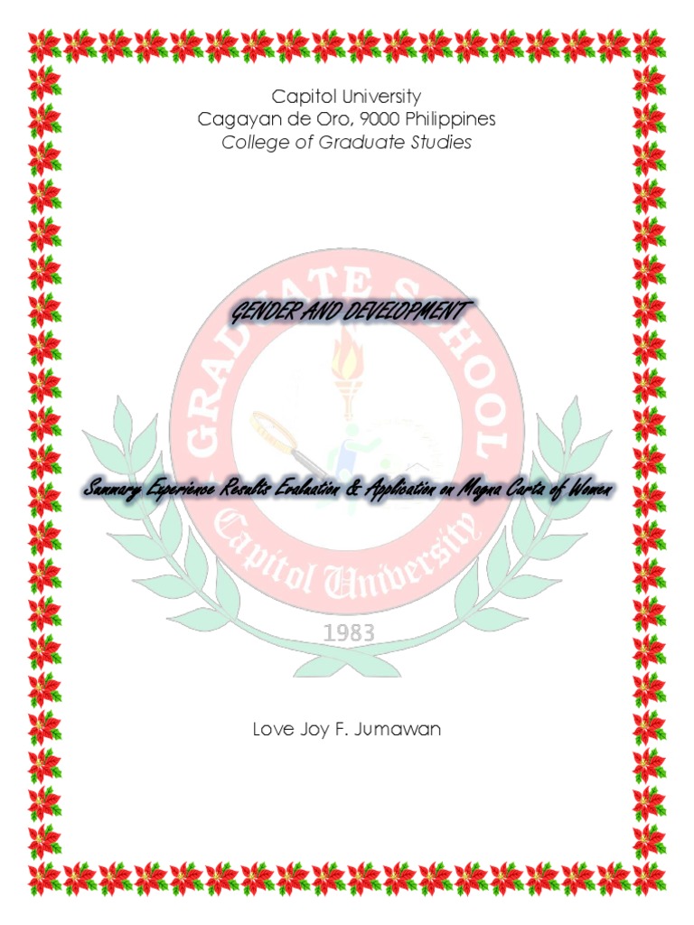 Gender and Development: Capitol University Cagayan de Oro, 9000 ...