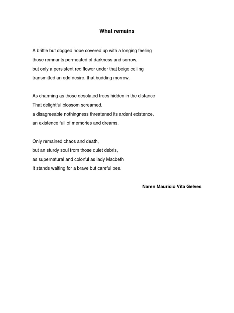 What Remains - Poem | PDF