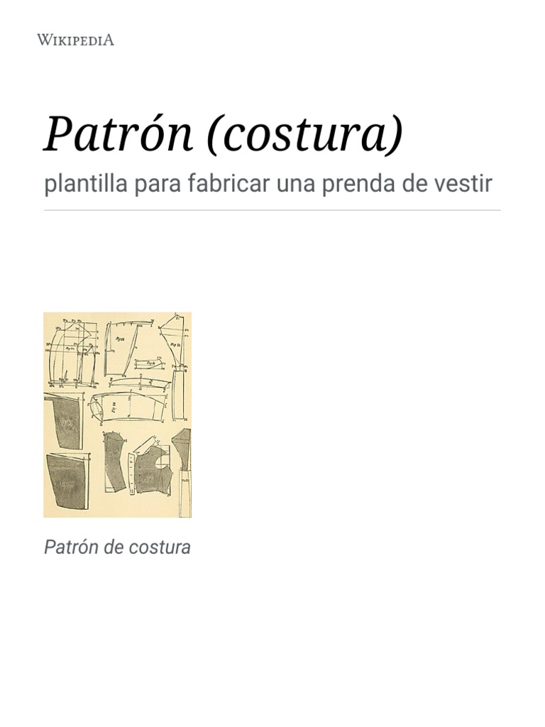 Patrón (Costura) - Wikipedia, La Enciclopedia Libre | PDF | Diseño | Moda