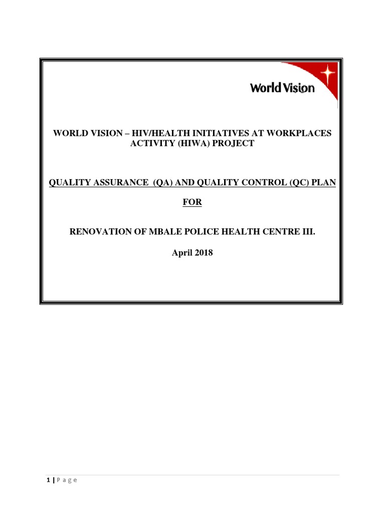 Quality Assurance and Qaulity Control Plan - Mbale Police HC III ...